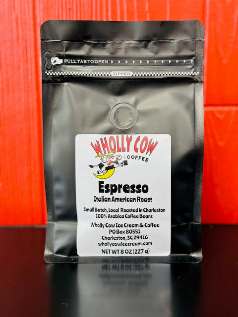 Espresso Wholly Cow Coffee Beans 8 oz package – Wholly Cow Ice Cream